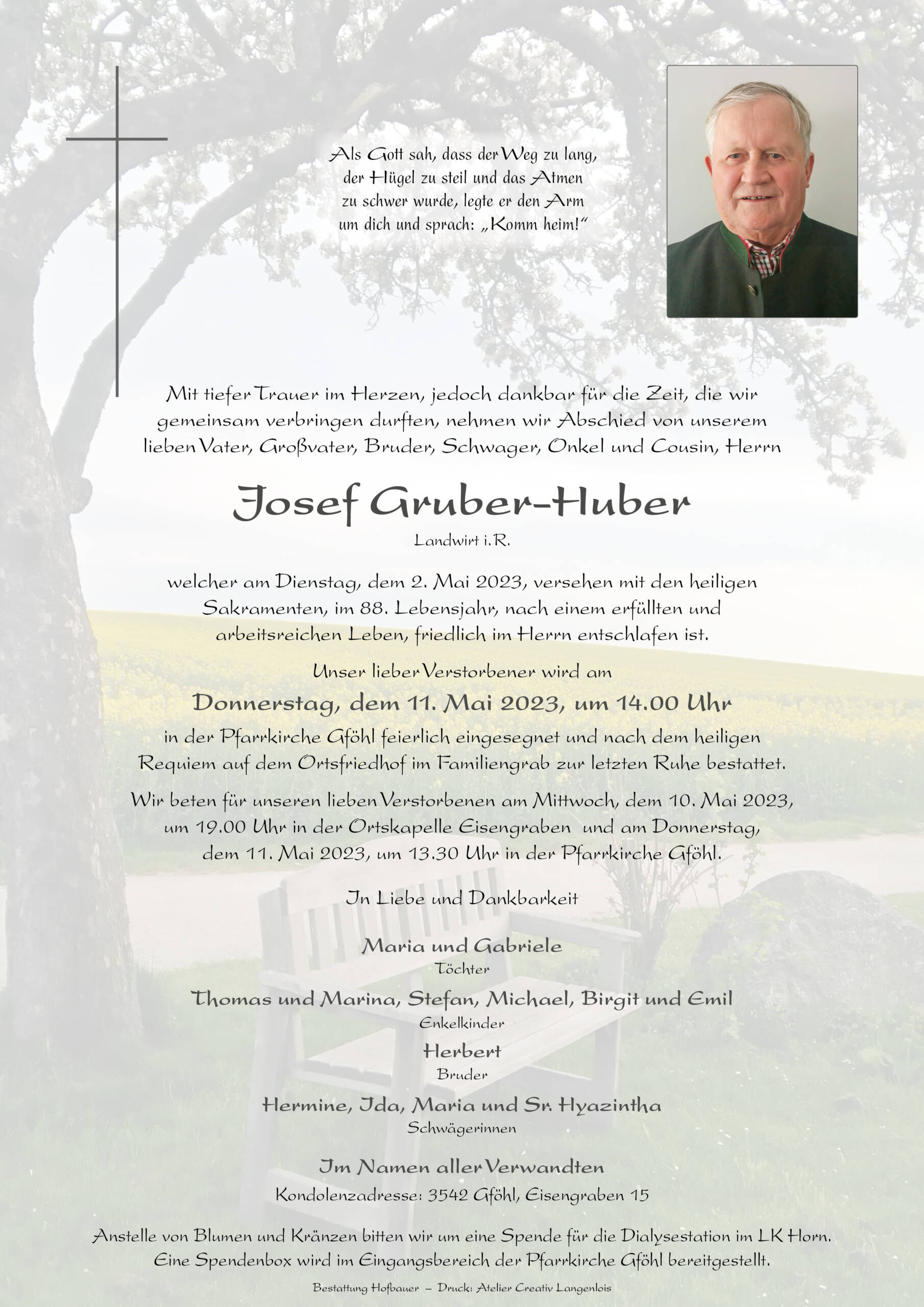 Gruber-Huber Josef – Bestattung Hofbauer