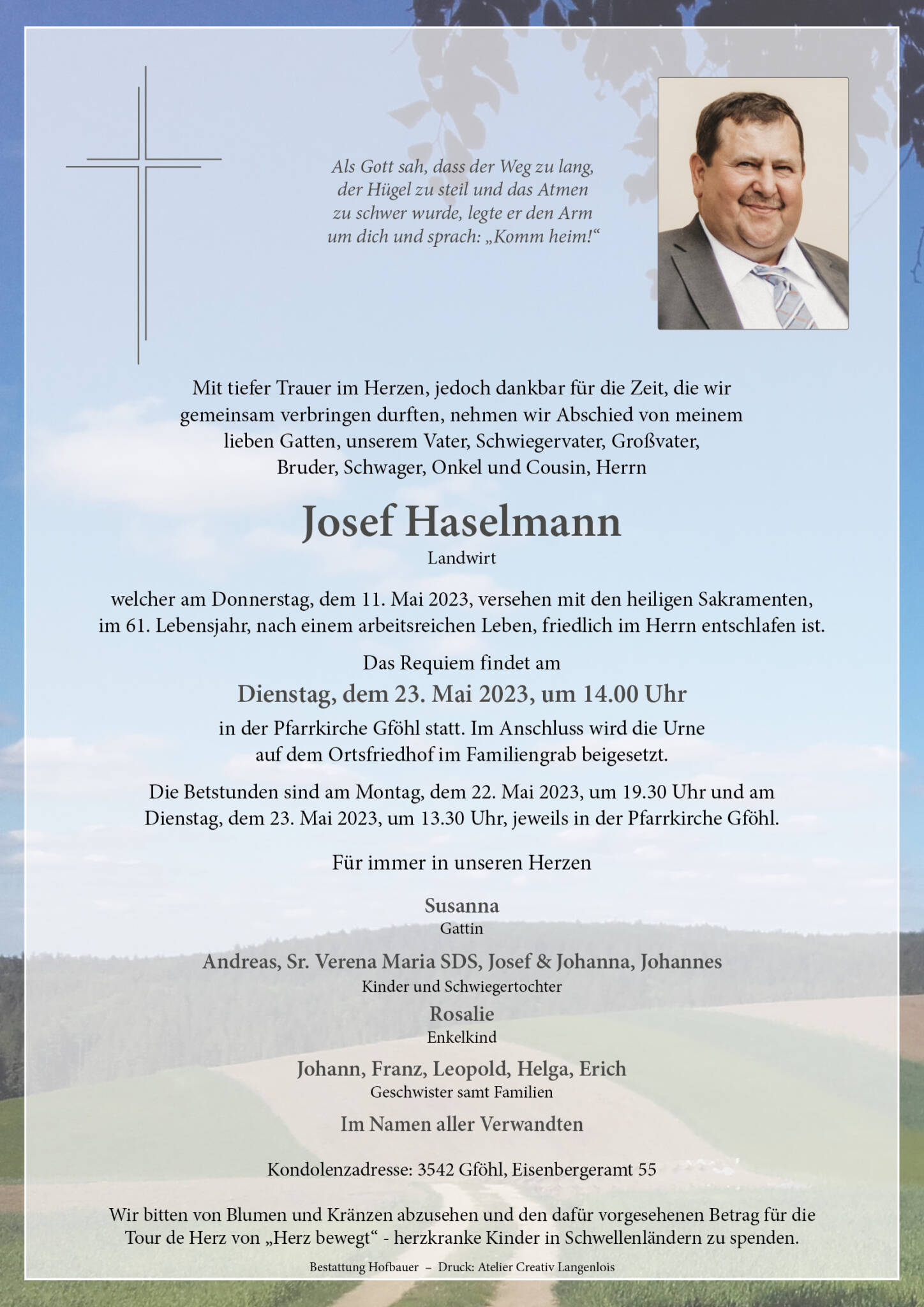 Haselmann Josef – Bestattung Hofbauer
