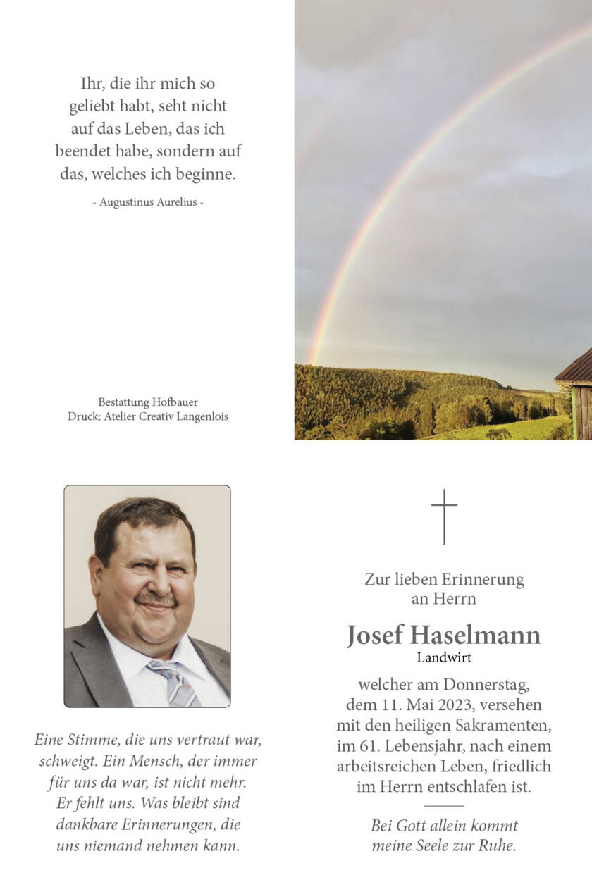 Haselmann Josef – Bestattung Hofbauer
