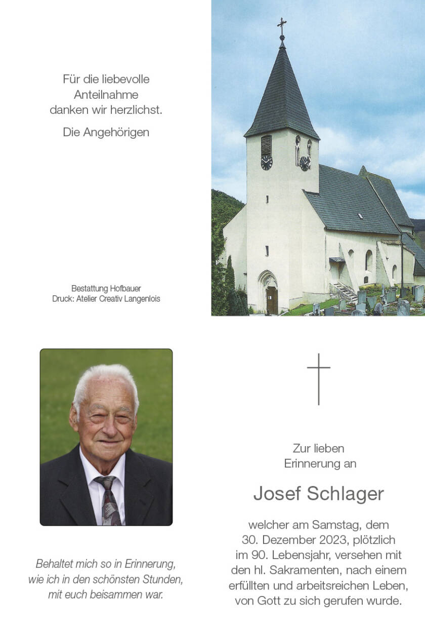 Schlager Josef – Bestattung Hofbauer