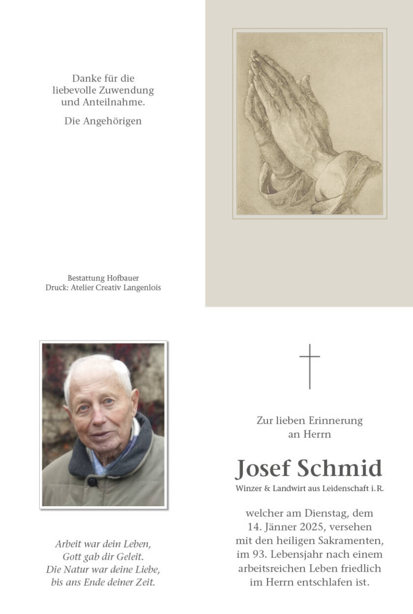 Schmid Josef – Bestattung Hofbauer