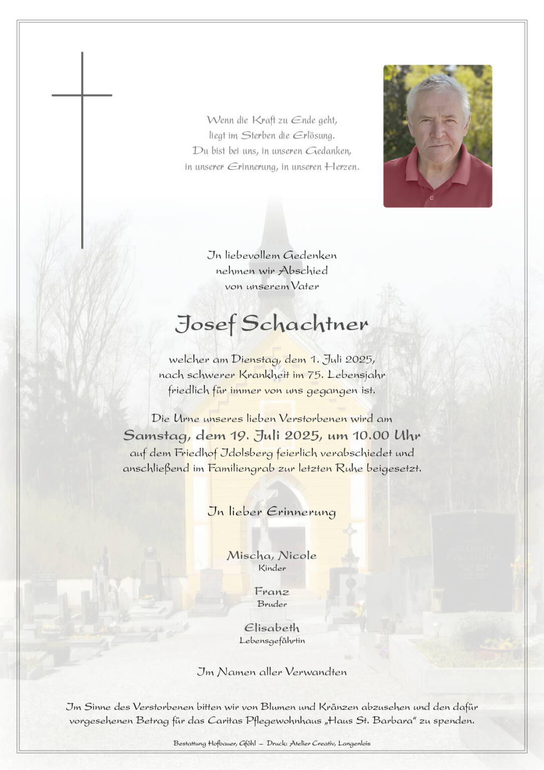 Schachtner Josef – Bestattung Hofbauer