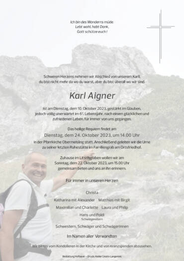 Aigner Karl – Bestattung Hofbauer